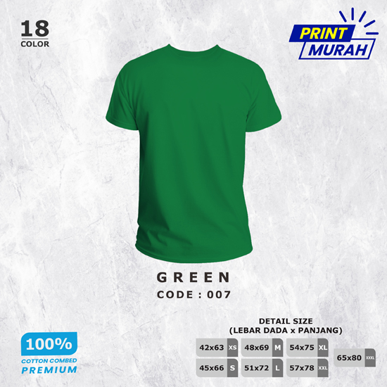 Kaos Polos 007 (Green) Murah Online | MasbroPrinting Malang